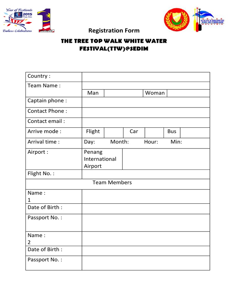 Registration Form: The Tree Top Walk White Water Festival (TTW) @sedim ...
