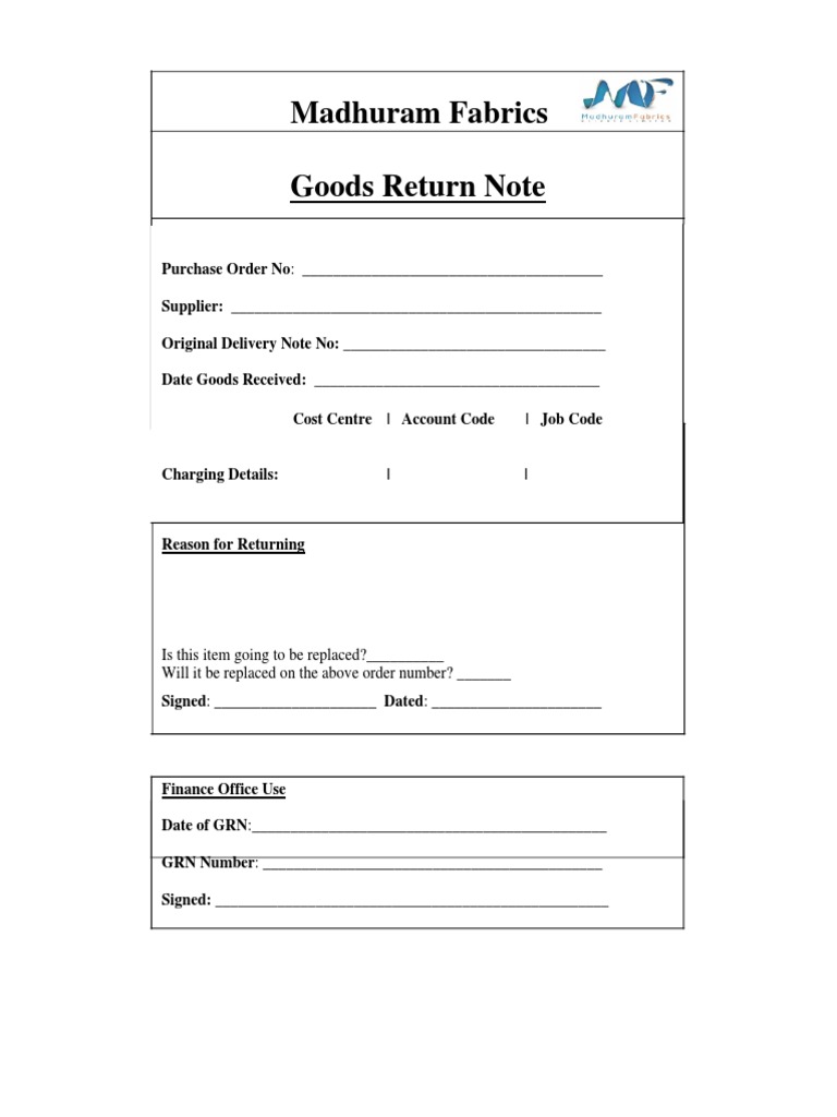 Returned Goods and Potential Replacement Details for Purchase Order ...