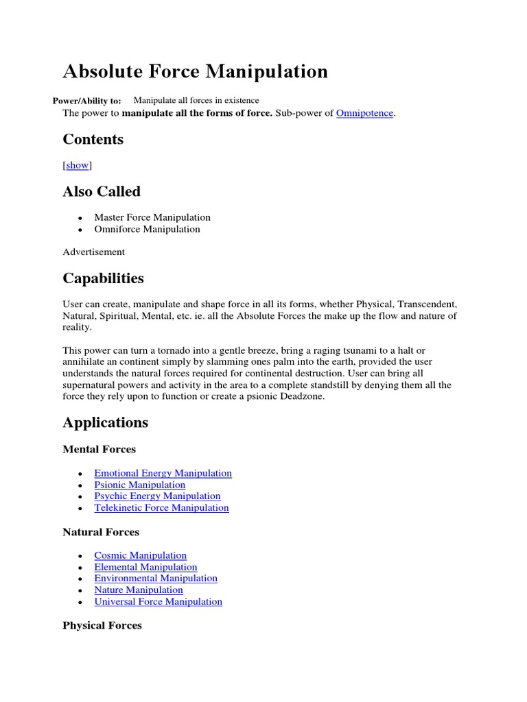 Absolute Force Manipulation | PDF