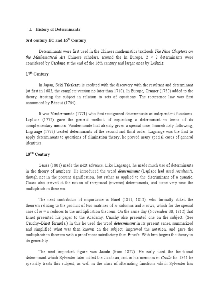 History of Matrices | PDF | Determinant | Matrix (Mathematics)