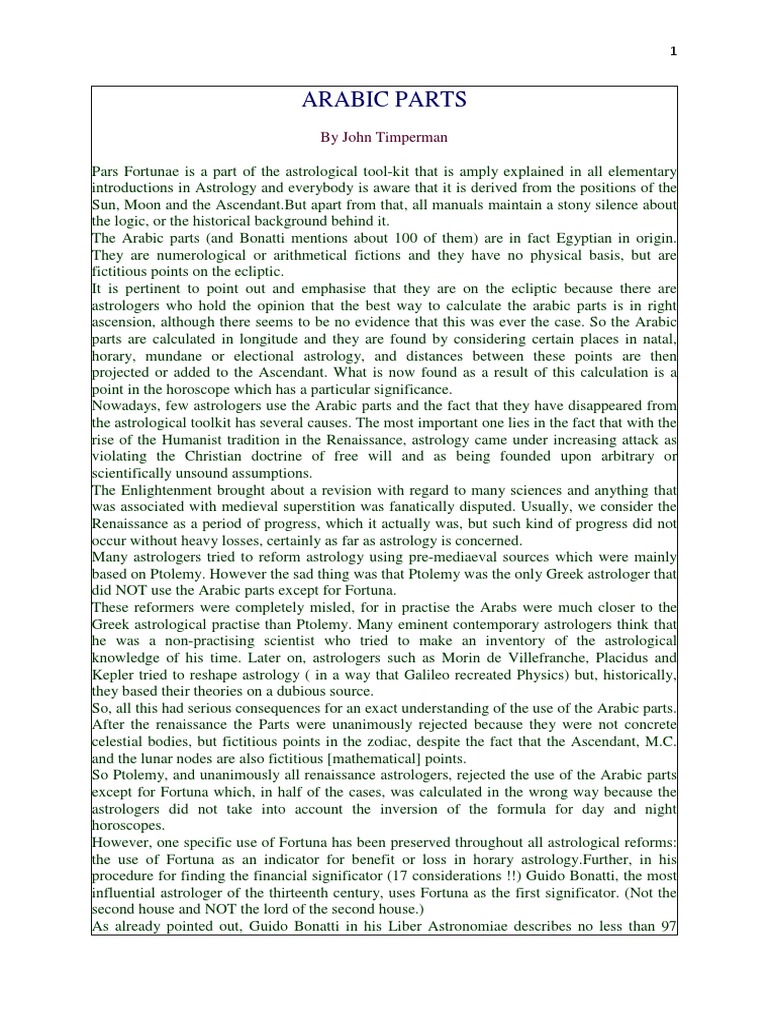 Arabic Parts | PDF | Astrology | Horoscope
