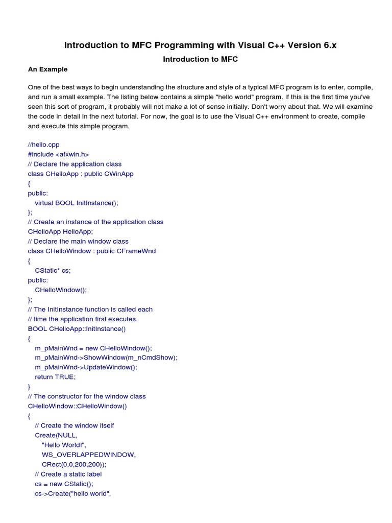 Introduction To Mfc Programming With Visual C Pdf Class Computer 2476