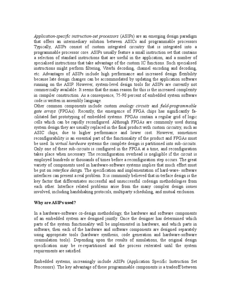 Application-Specific Instruction-Set Processors (Asips) Are An Emerging Design Paradigm | PDF ...