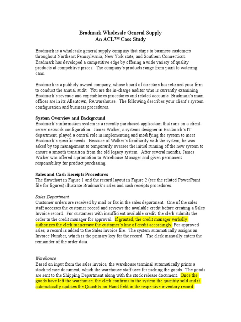 Bradmark Case Description | PDF | Cheque | Receipt