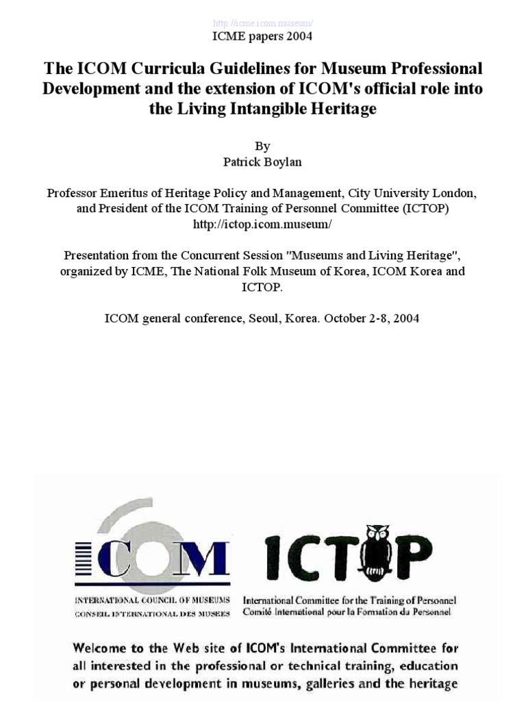 ICOM-ICTOP Curricula Guidelines For Museum Professional | PDF ...