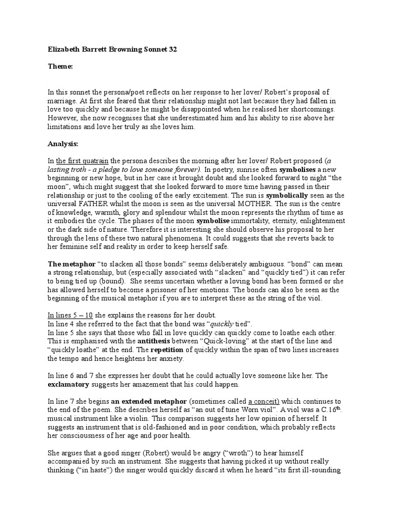 Analysis of Browning's Sonnet 32 | PDF