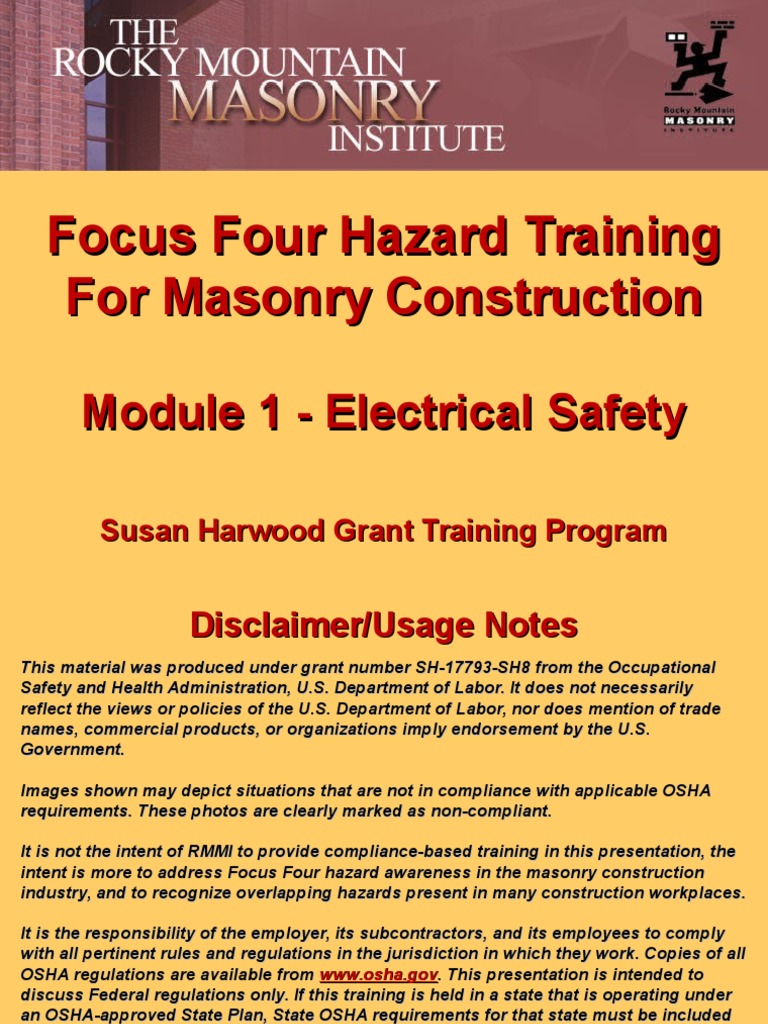 Focus Four Hazard Training For Masonry Construction | PDF