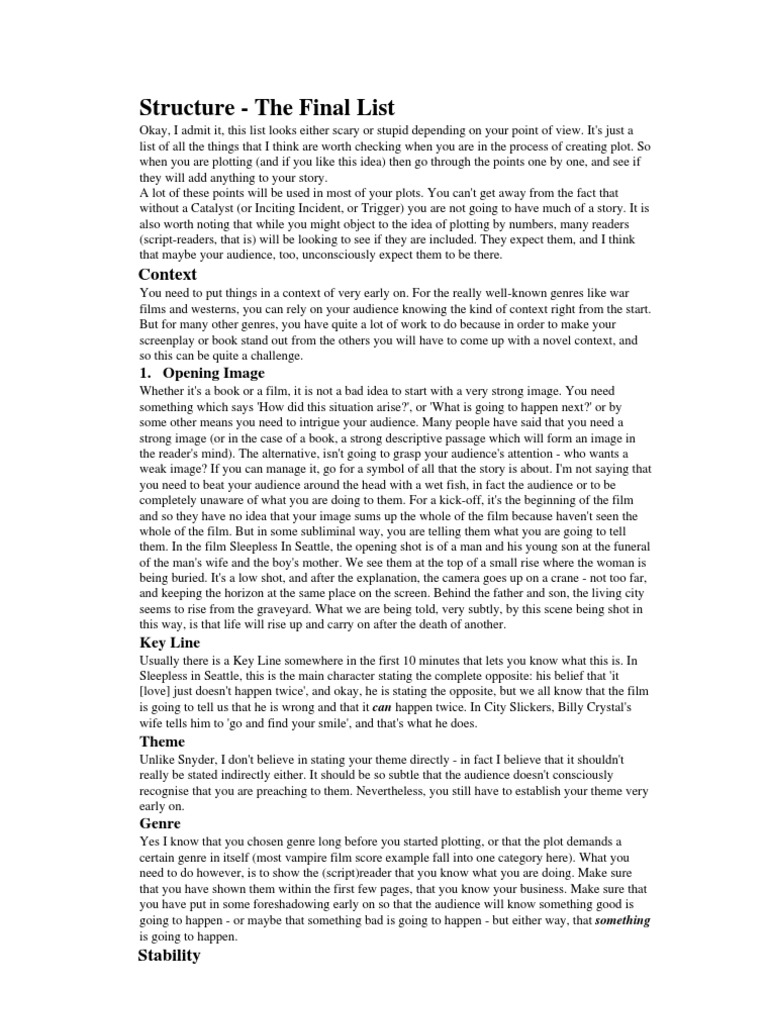 Movie Structure 40 System | PDF | Plot (Narrative) | Hero