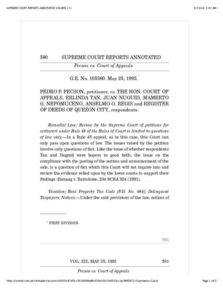 14 Pecson Vs CA | PDF | Lawsuit | Complaint