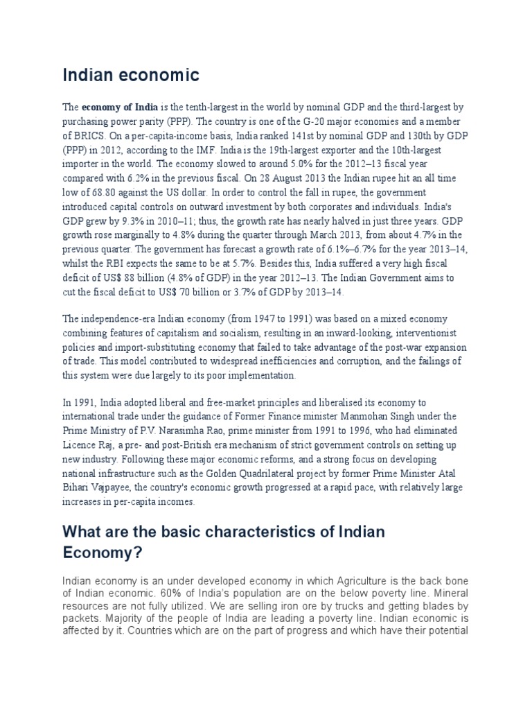 Indian Economic | PDF | Economy Of India | Economic Growth