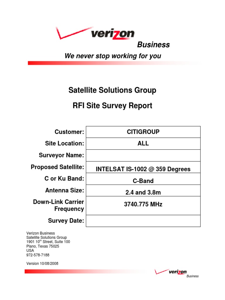 Site RFI Survey Report Template Version 10082008 C | PDF ...