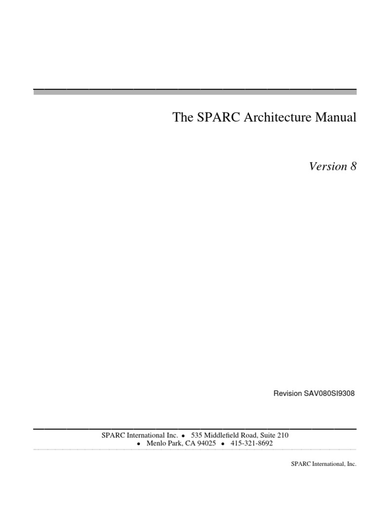 The Sparc Architecture Manual Pdf Central Processing Unit Integer