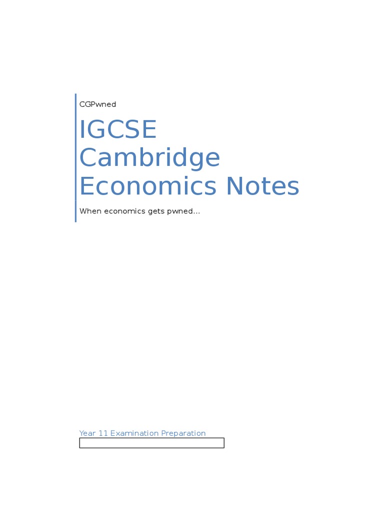 IGCSE Economics Notes With Syllabus Statments | PDF | Supply (Economics ...
