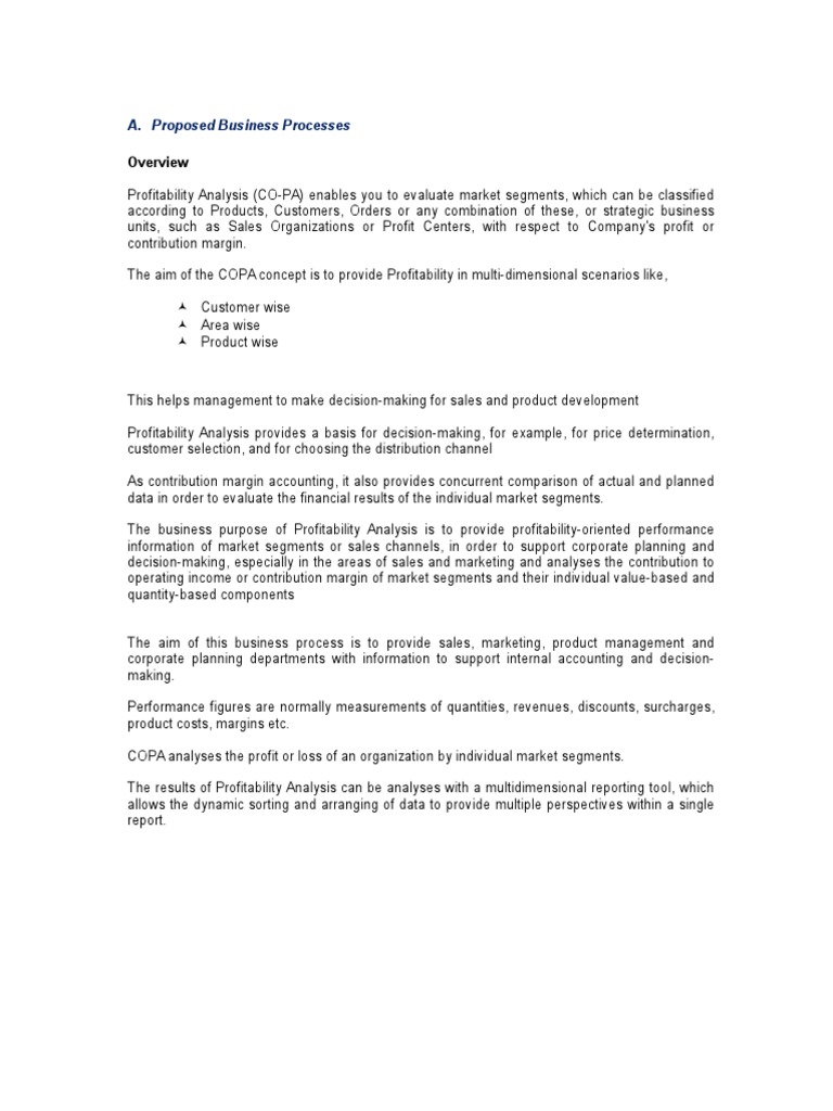 COPA Process Step | PDF | Profit (Accounting) | Revenue