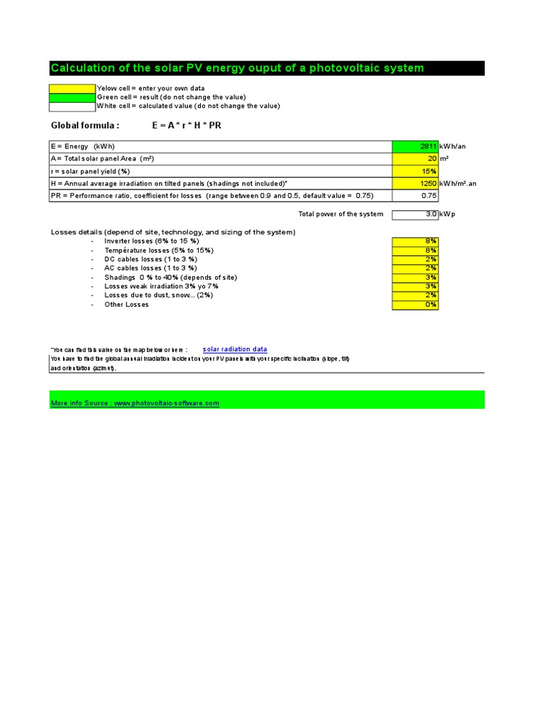 Solar PV Energy Output Calculation Guide | PDF | Photovoltaic System ...