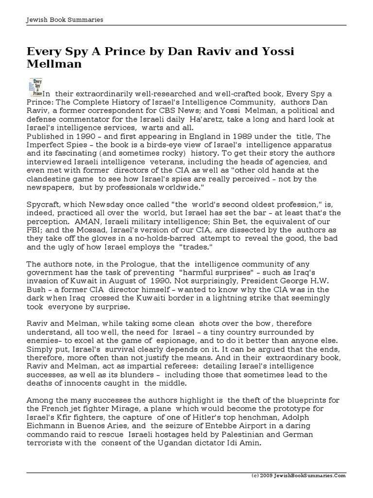 Every Spy A Prince by Dan Raviv and Yossi Mellman | PDF | Iran–Contra ...