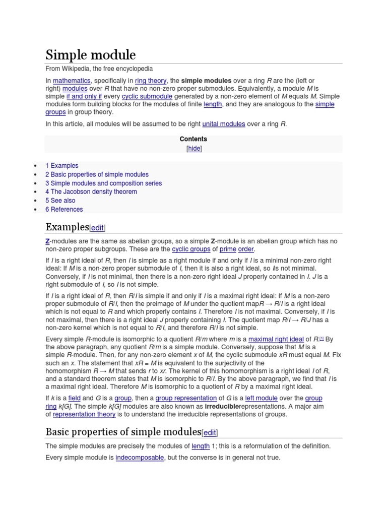 Simple Module | PDF | Module (Mathematics) | Universal Algebra