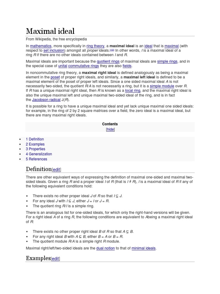 Maximal Ideal | PDF | Ring (Mathematics) | Module (Mathematics)