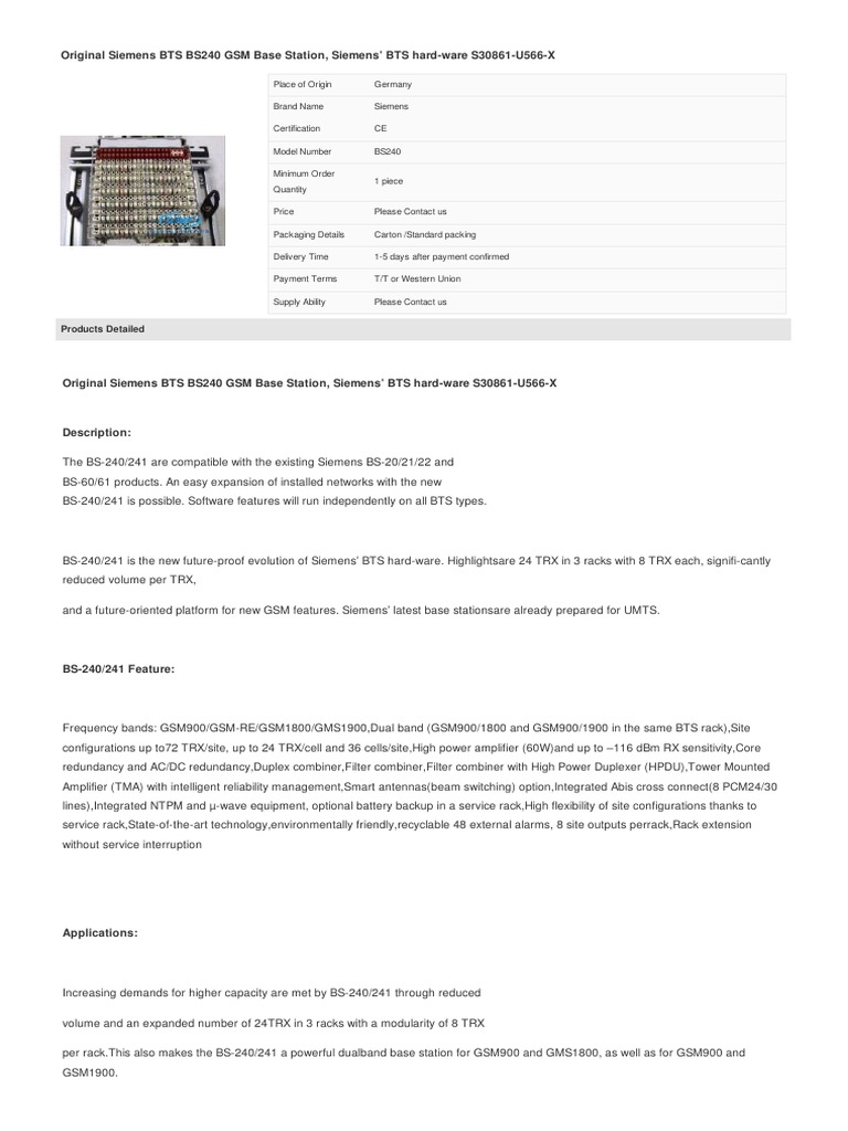 Original Siemens Bts Bs240 GSM Base Station Siemens Bts Hard Ware ...