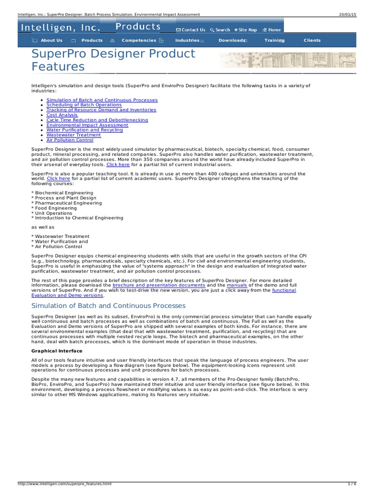 Intelligen, Inc.: An Overview of SuperPro Designer Batch Process Simulation Software and its Key ...