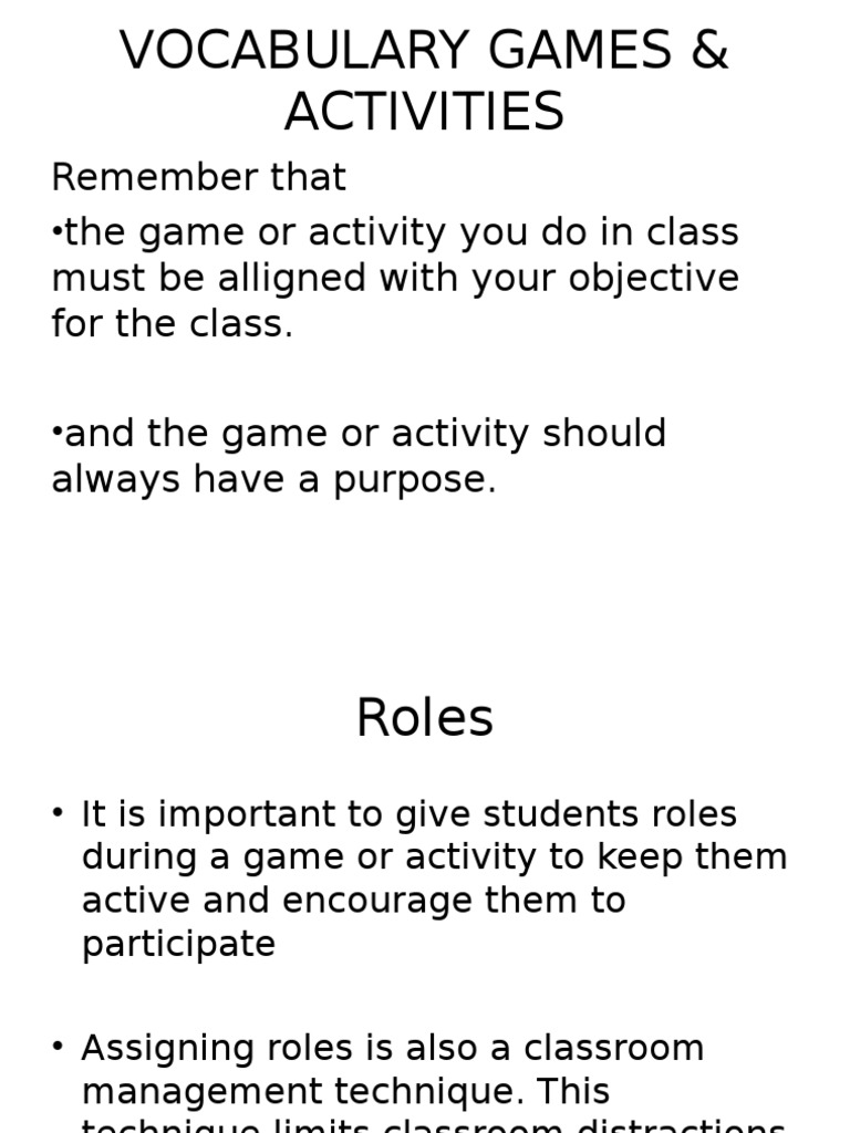 Vocabulary Games Activities Pdf Classroom Verb