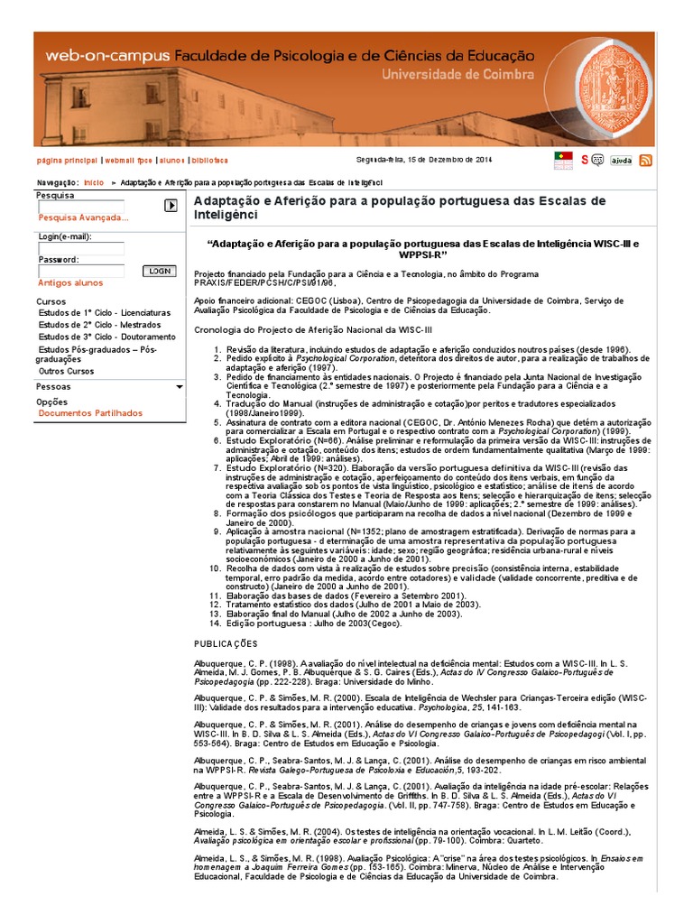 Adaptação e validação das escalas de inteligência WISC-III e WPPSI-R ...