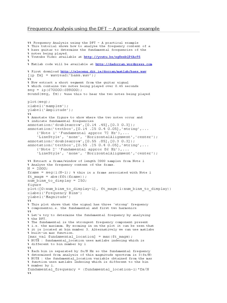 Frequency Analysis Using The DFT | PDF | Spectral Density | Discrete Fourier Transform