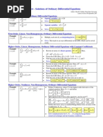 ODE Cheat Sheet | PDF | Ordinary Differential Equation | Equations
