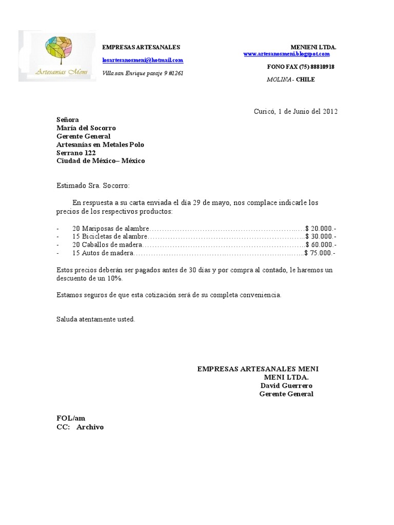 Carta de Cotizacion | PDF