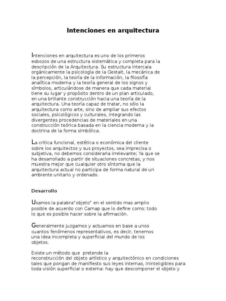 Intenciones en Arquitectura | PDF | Teoría | Sicología