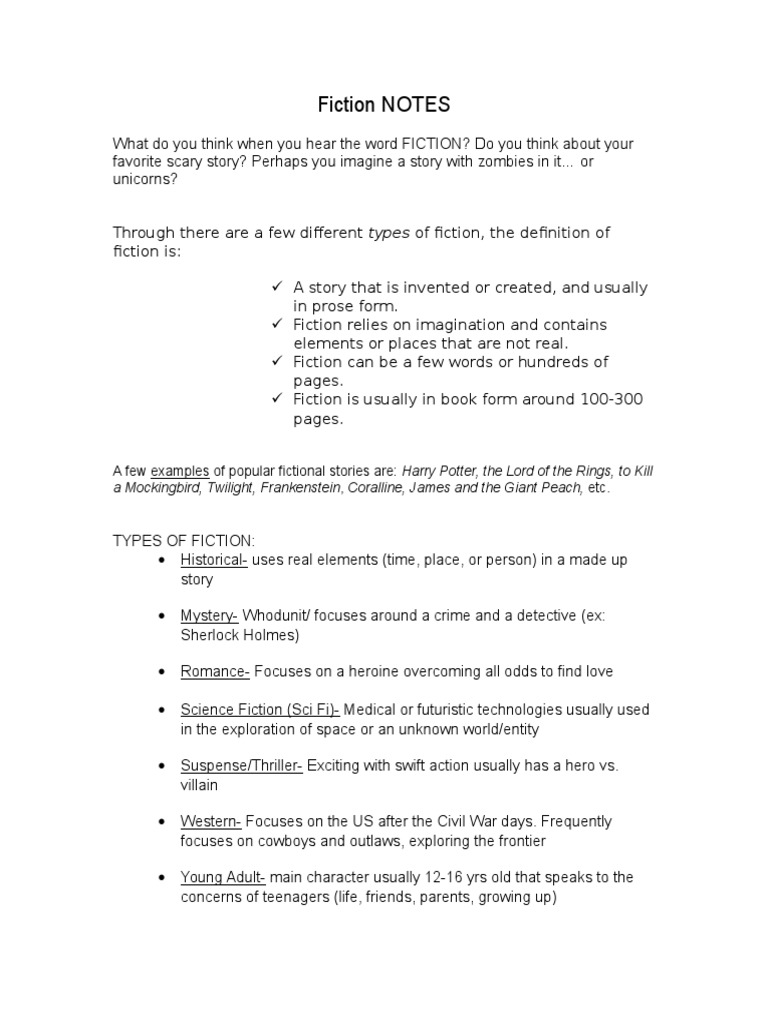 Unit 1 - Intro To Fiction Notes | PDF | Science Fiction | Imagination