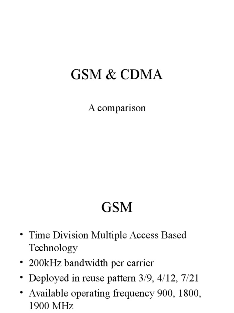 GSM & Cdma: A Comparison | PDF