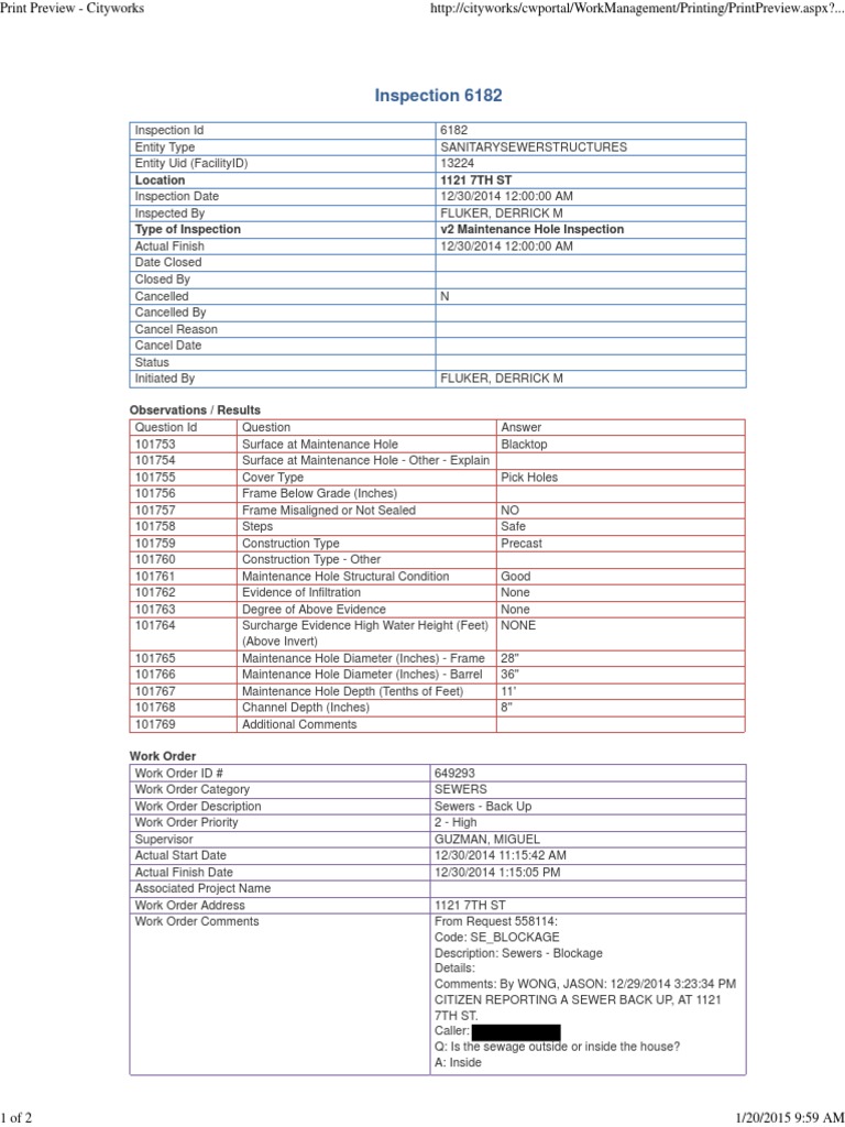 Sanitary Sewer Inspection Report 6182 | PDF | Business | Computers