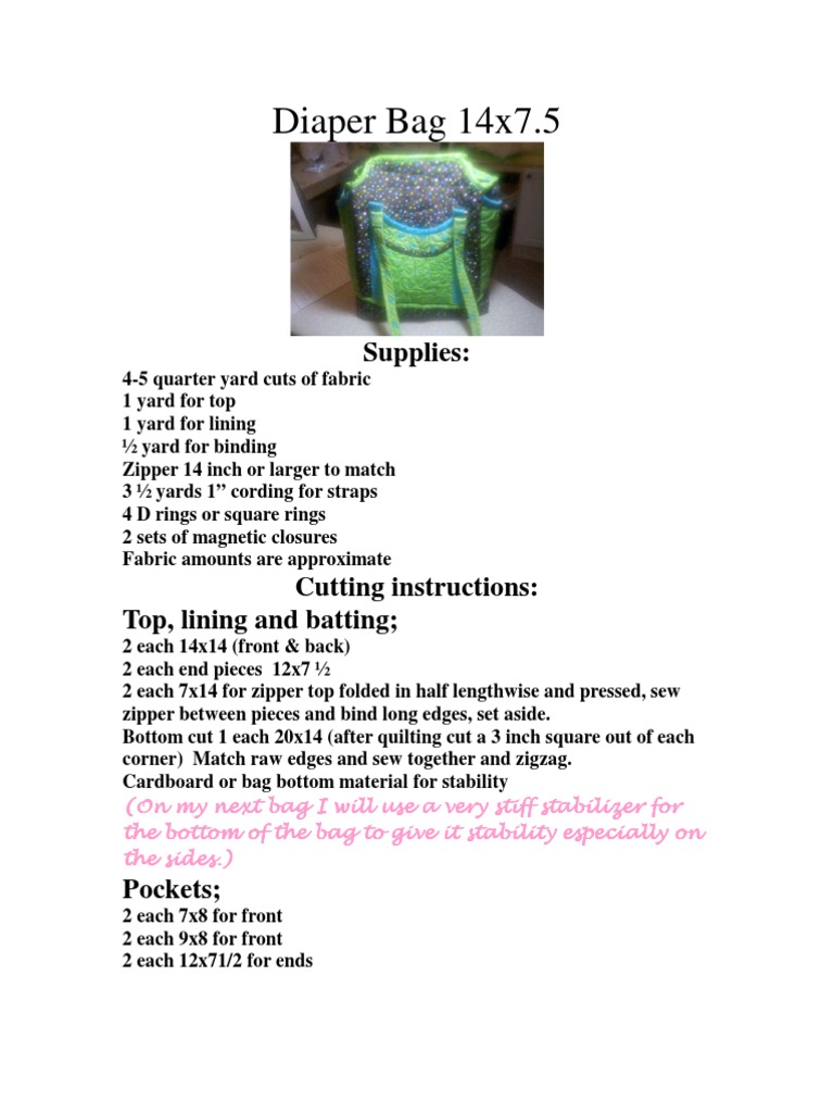 Diaper Bag Tutorial | Download Free PDF | Seam (Sewing) | Sewing