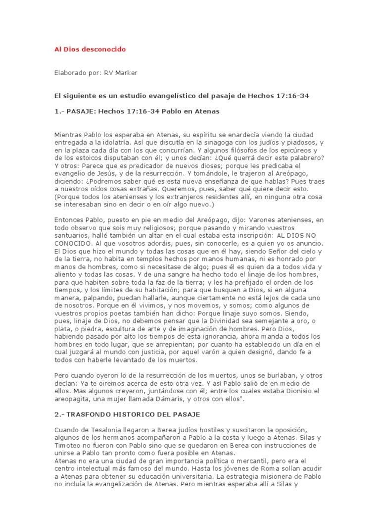 Al Dios Desconocido Pdf Pablo El Apóstol La Resurrección De Jesús