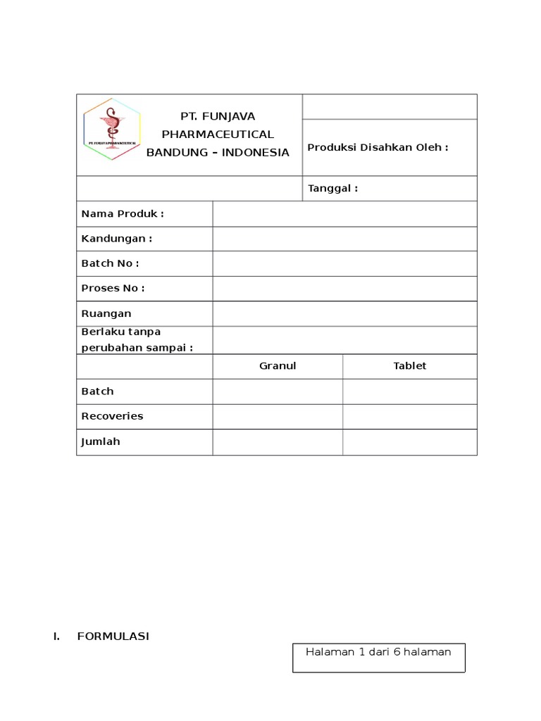 Batch Sheet Tablet | PDF