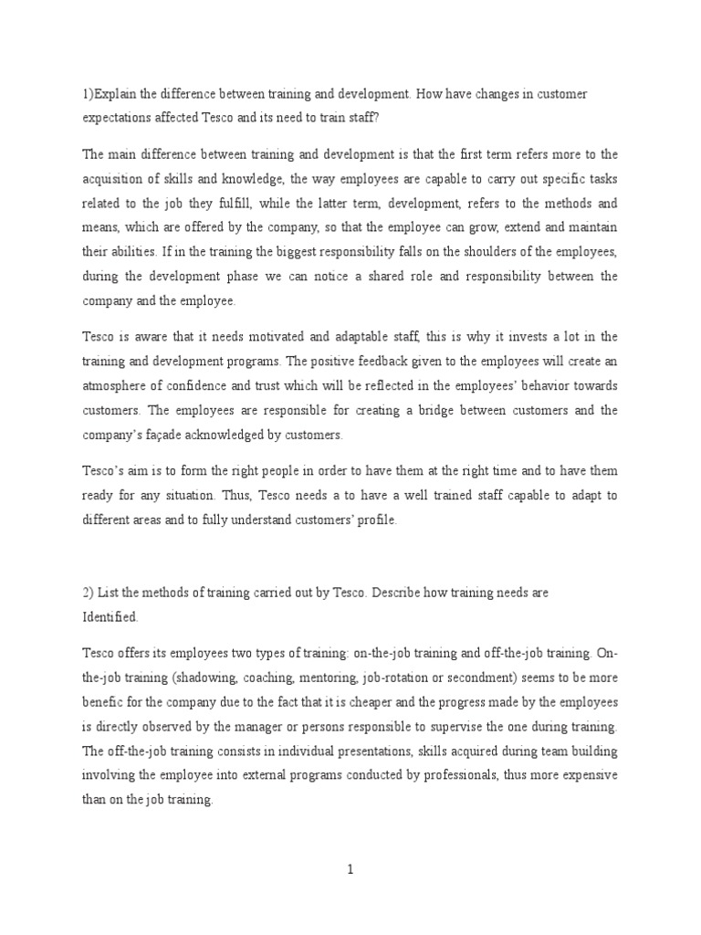 Tesco Training and Development | PDF | Employment | Applied Psychology