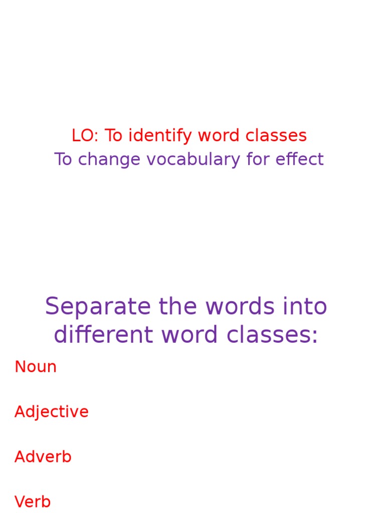 Identifying Word Classes in Writing | PDF