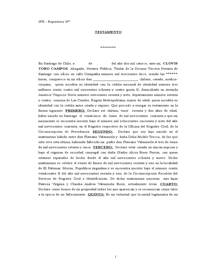 Testamento (4° Parte Libre Disposicion y Albacea) | Voluntad y ...