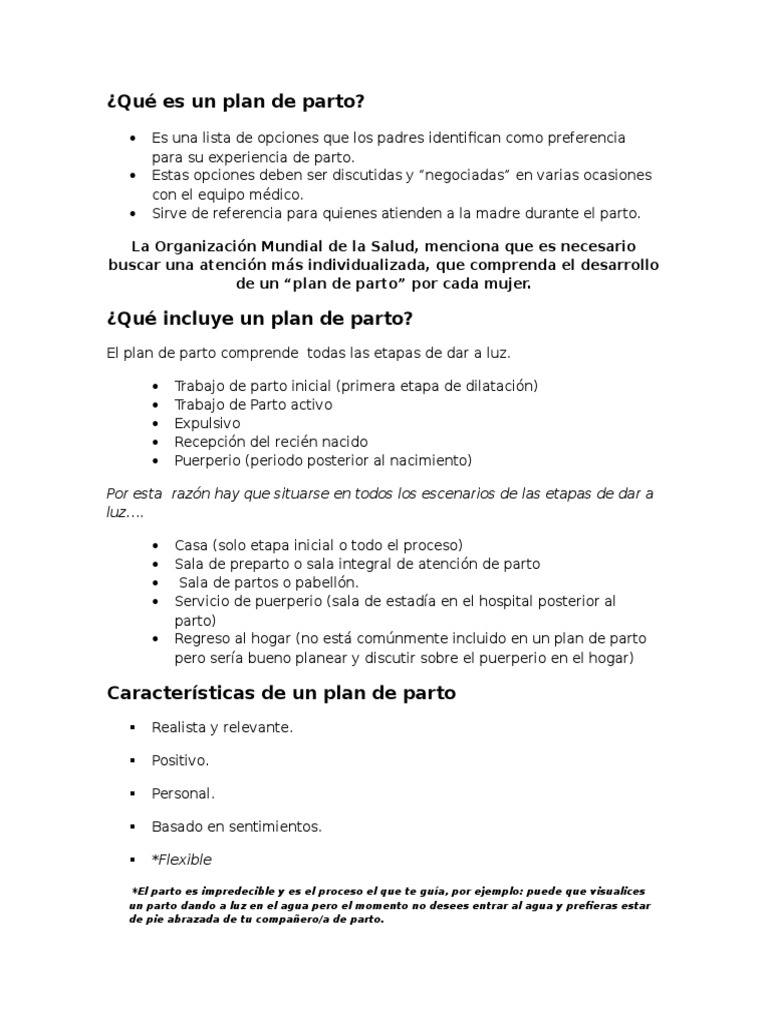 Plan de Parto | PDF | Parto | Partería