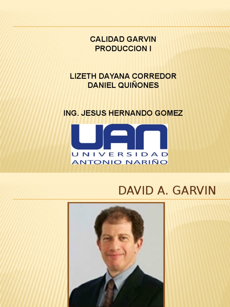 David Garvin Exposicion Final | PDF | Producto (Negocio) | Calidad ...