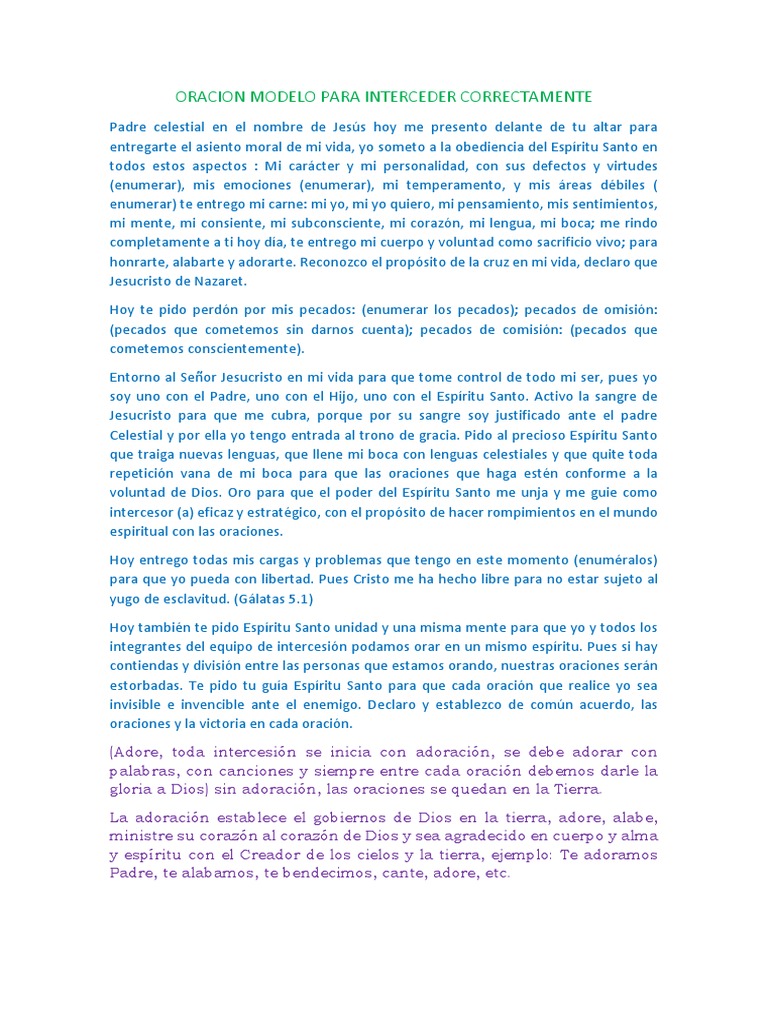 Oracion Modelo para Interceder Correctamente | PDF | Oración | Pecado