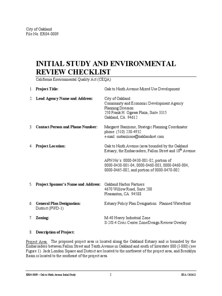 Initial Study and Environmental Review Checklist | PDF | Flood ...