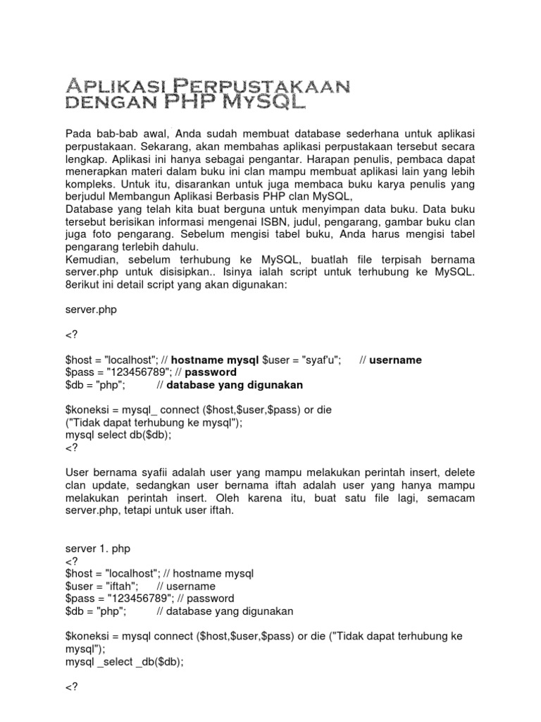 Aplikasi Perpustakaan Dengan PHP MySQL | PDF