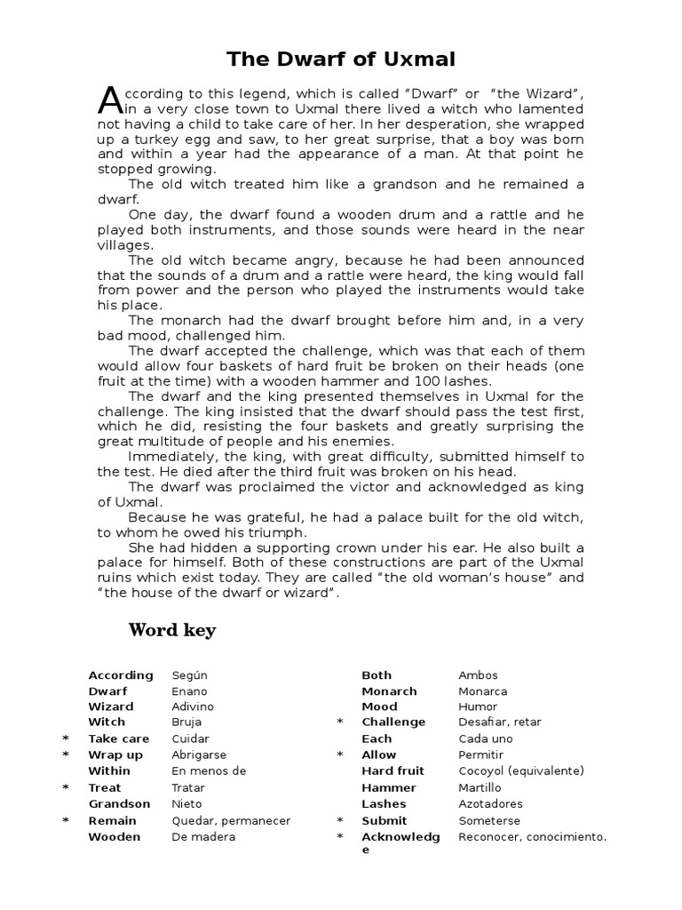 The Dwarf of Uxmal: Word Key | PDF | History | Young Adult