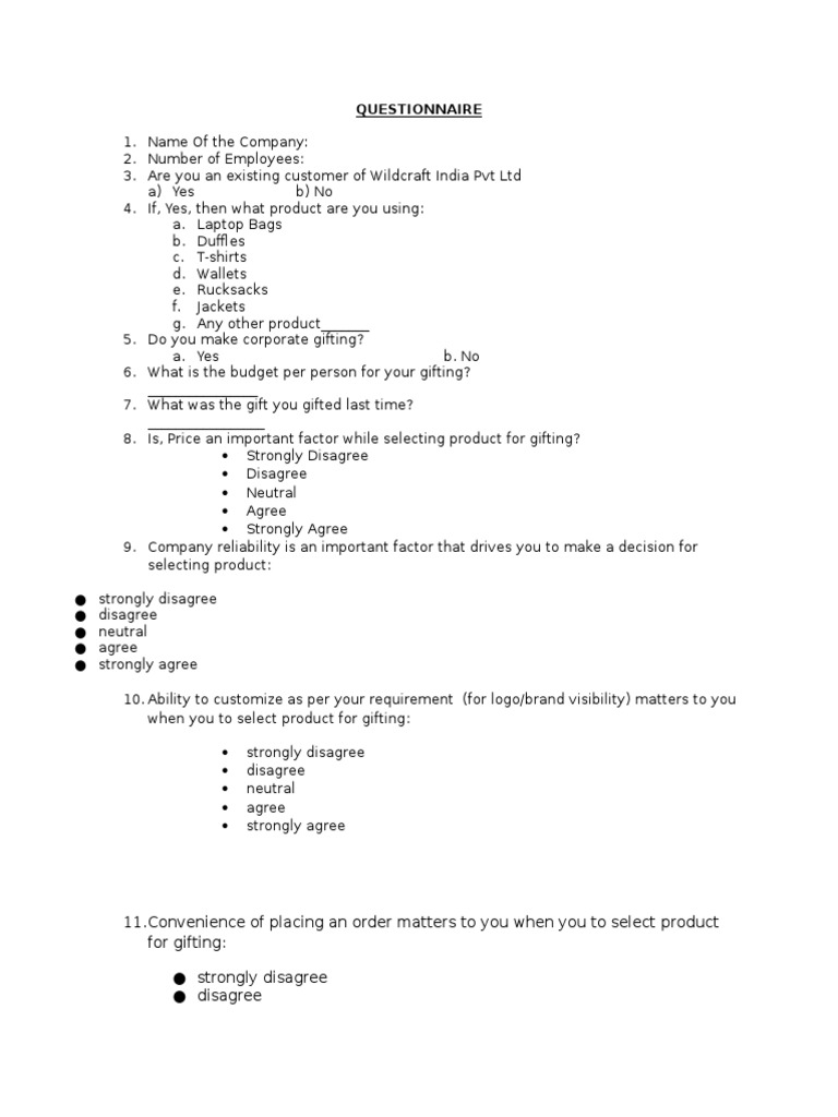 Corporate Gifting Preference Survey | PDF | Business | Self-Improvement