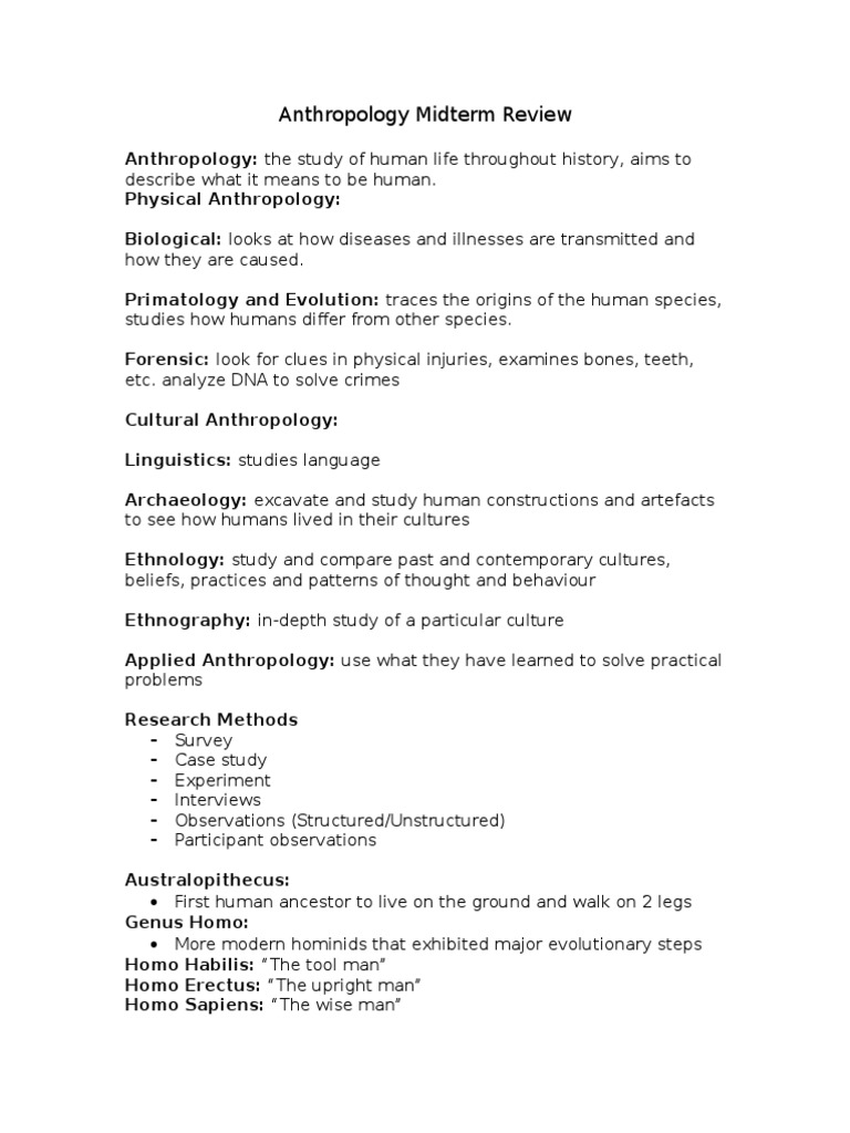 Anthropology Grade 11 Review | PDF | Evolution | Homo