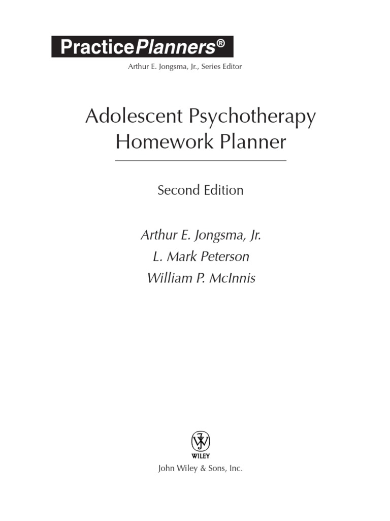 Adolescent Homework Planner | Psychotherapy | Mental Disorder