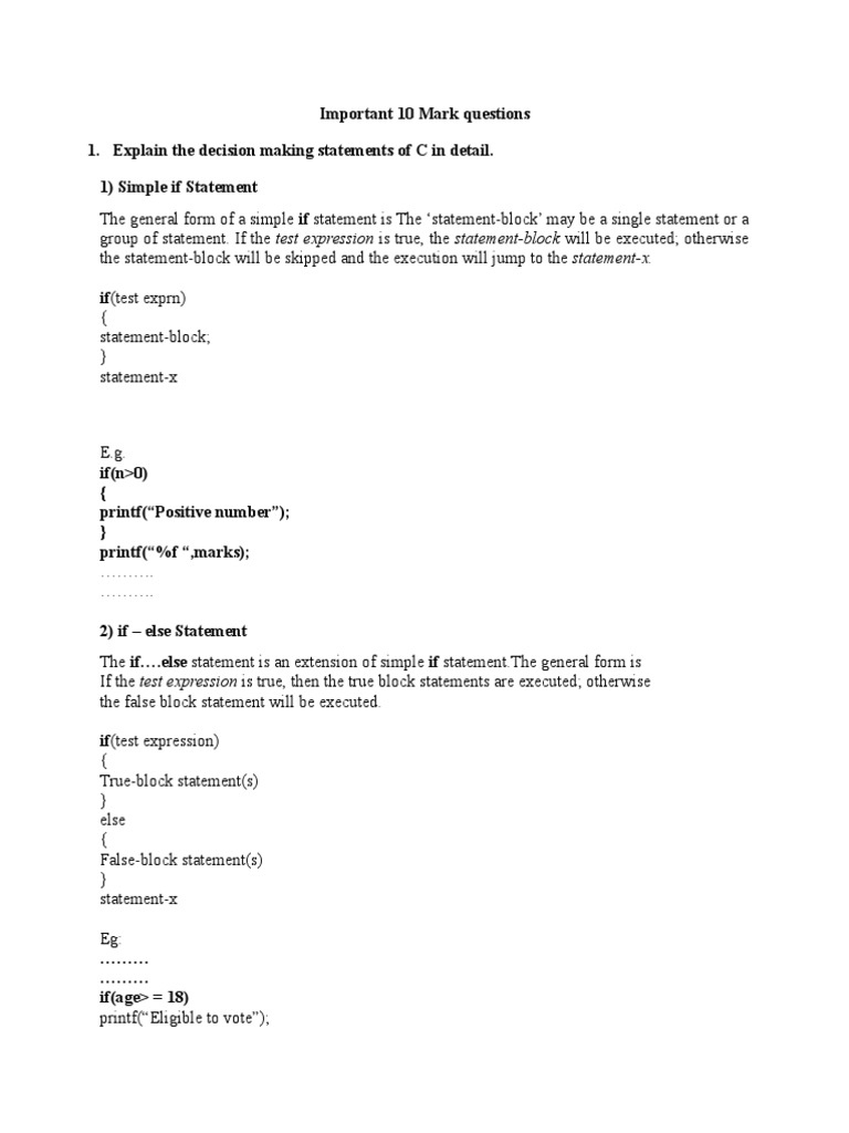 C Programming 10mark Questions | PDF | Business