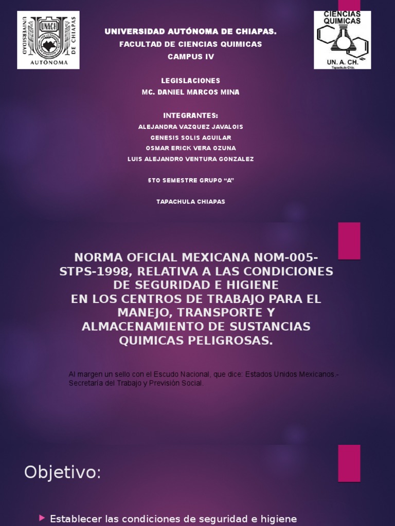 Norma Oficial Mexicana Nom-005-Stps-1998, Relativa A Las | PDF ...